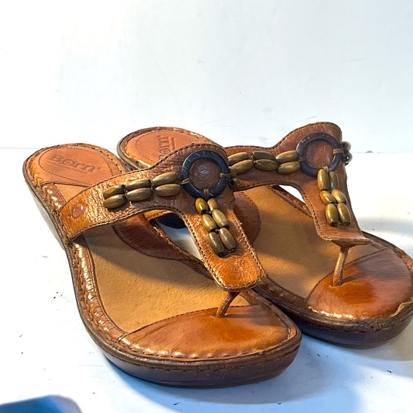 Born | Shoes | Born Golden Brown Leather Islandstyle Embellished Thong ...